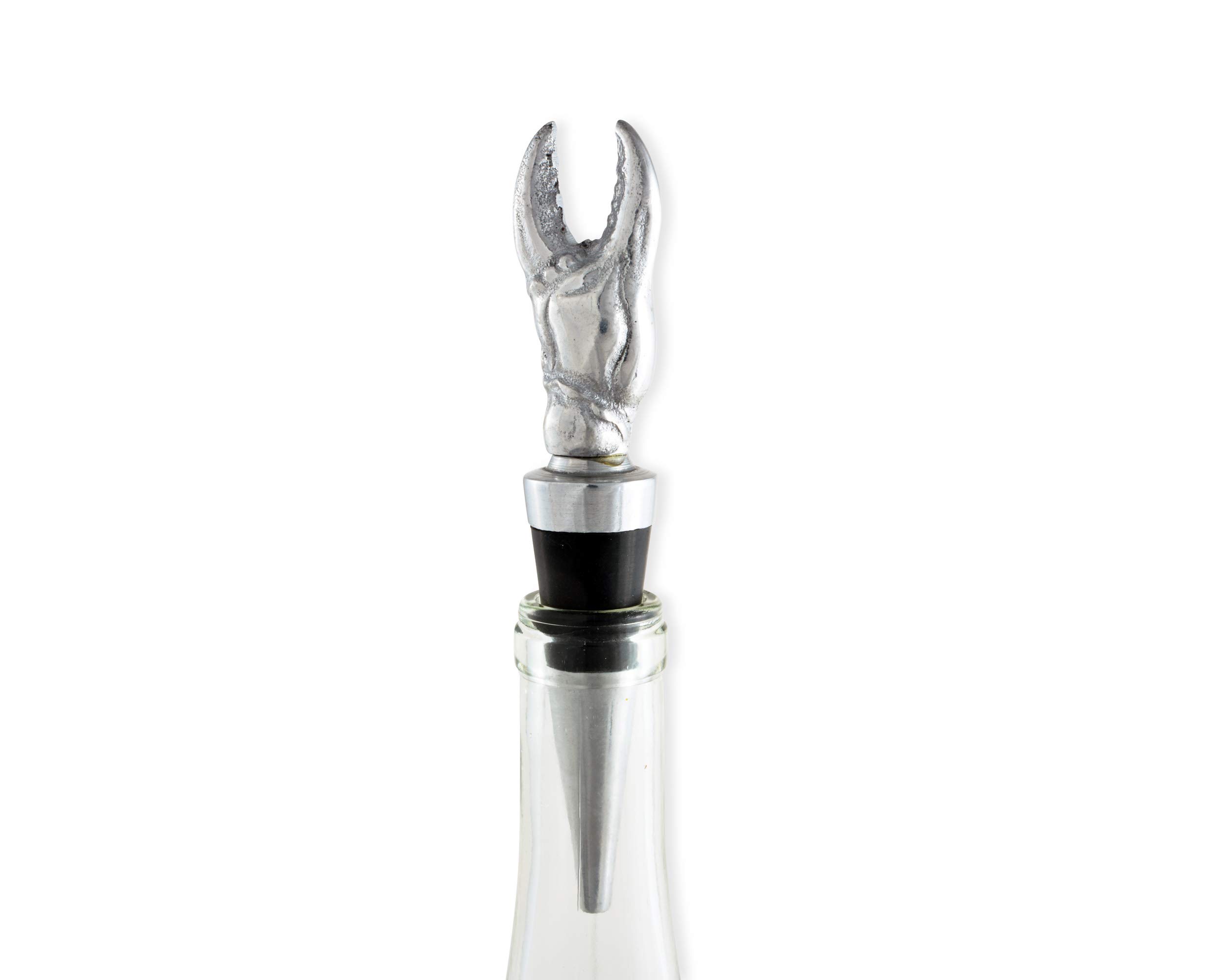 Arthur Court Designs Aluminum Blue Crab Bottle Stopper Wine Topper Silicone Saver 6 inch Long