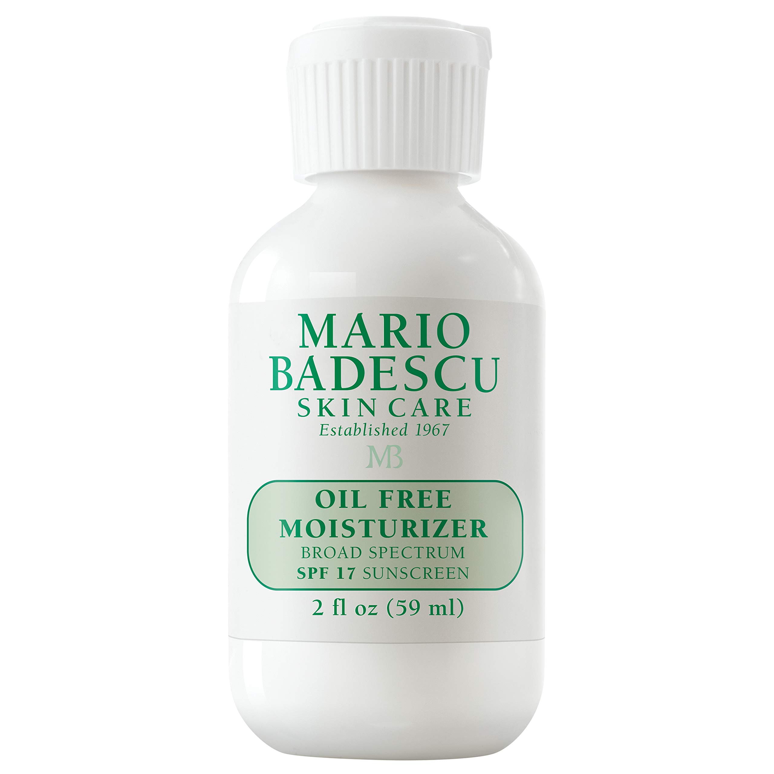 Mario Badescu Oil Free Moisturizer with Broad Spectrum SPF 17 Face Sunscreen for Combination, Oily & Sensitive Skin, Lightweight and Non-Greasy Formula with Green Tea & Aloe Vera, 2 Fl Oz