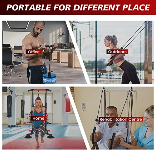 Concho Cable Pulley System Gym, Upgraded Weight Pulley System with 3 Detachable Handles, LAT and Lift Pulley Attachments for Biceps Curl, Triceps, Chest Workout - DIY Home Gym Fitness Equipment