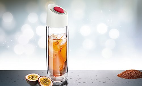 Asobu Simply Clear Insulated Glass Water Bottle/Travel Mug, 14-Ounce, Red