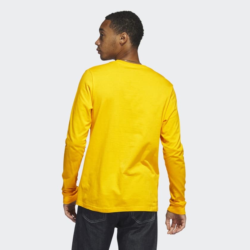 adidas Amplifier Long Sleeve Badge of Sport Tee Men's, Yellow, Size L