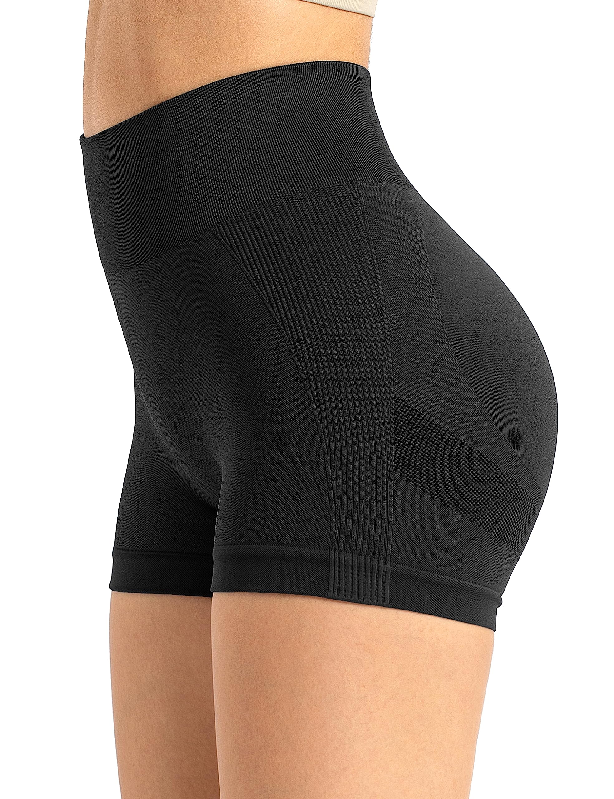 A AGROSTE High Waist Workout Shorts for Women Seamless Scrunch Butt Lifting Short Gym Smile Contour Cycling Biker Shorts A-Black