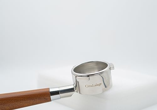 CittaLalage Coffee Espresso 304 Stainless Steel & Wooden Bottomless Portafilter 3 Ears 51mm with Filter Basket (14-18g double shots) Fits for Delonghi Coffee Machine EC680/EC685, SMEG & EUPA