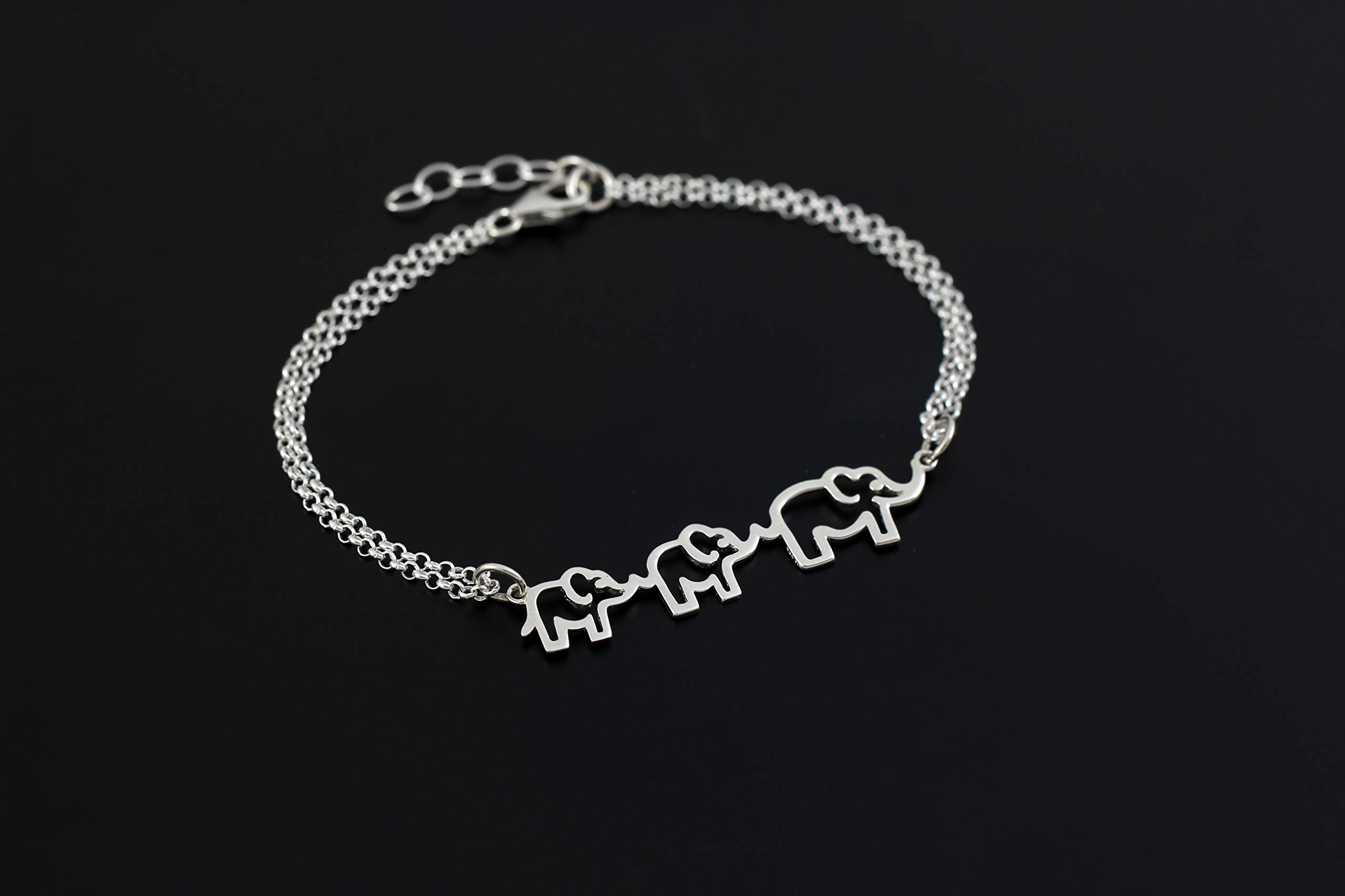 A Charmed Impression Mother and Two Sons • Sterling Silver Bracelet • Adjustable Length • 2 Boys Mom Gift • Mother & Baby Elephants Bracelet • Mama Elephant • Two Kids • 2 Children • Gifts for Women