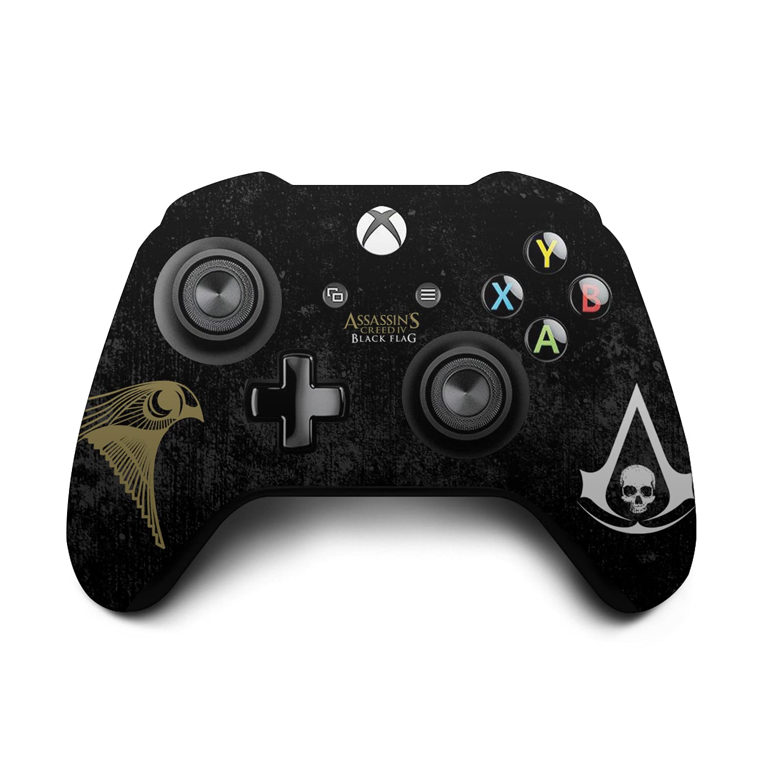 Head Case Designs Officially Licensed Assassin's Creed Grunge Black Flag Logos Matte Vinyl Sticker Gaming Skin Case Cover Compatible With Xbox One X Console and Controller Bundle