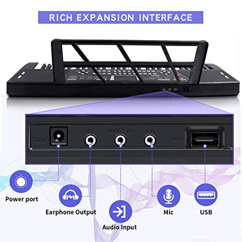 biikoosii 61 key piano keyboard,keyboard piano for beginners keyboard piano with built-in dual speakers and microphone portable digital electric piano