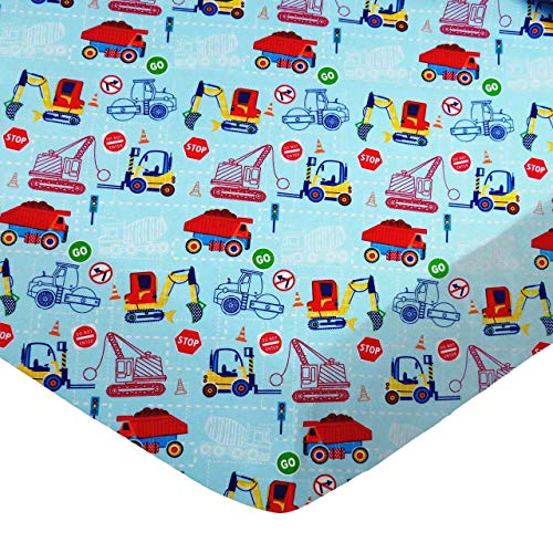 SheetWorld 100% Cotton Percale Fitted Crib Toddler Sheet 28 x 52, Construction Zone, Made in USA