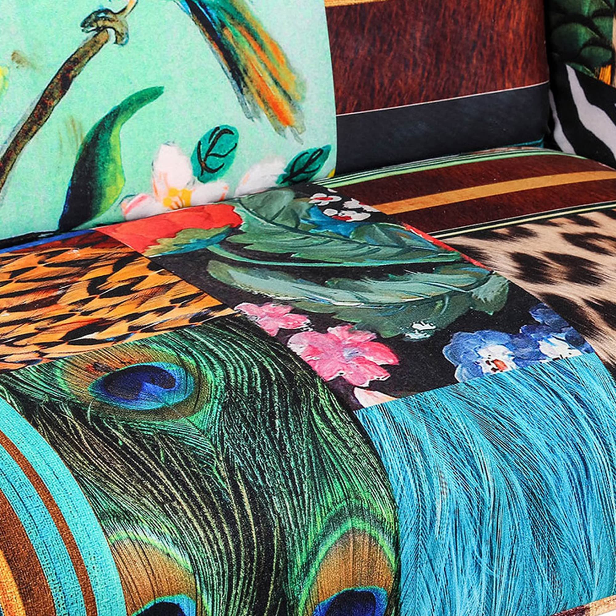 Benjara, Multicolor Benzara Vesta Bird Collage Print Settee