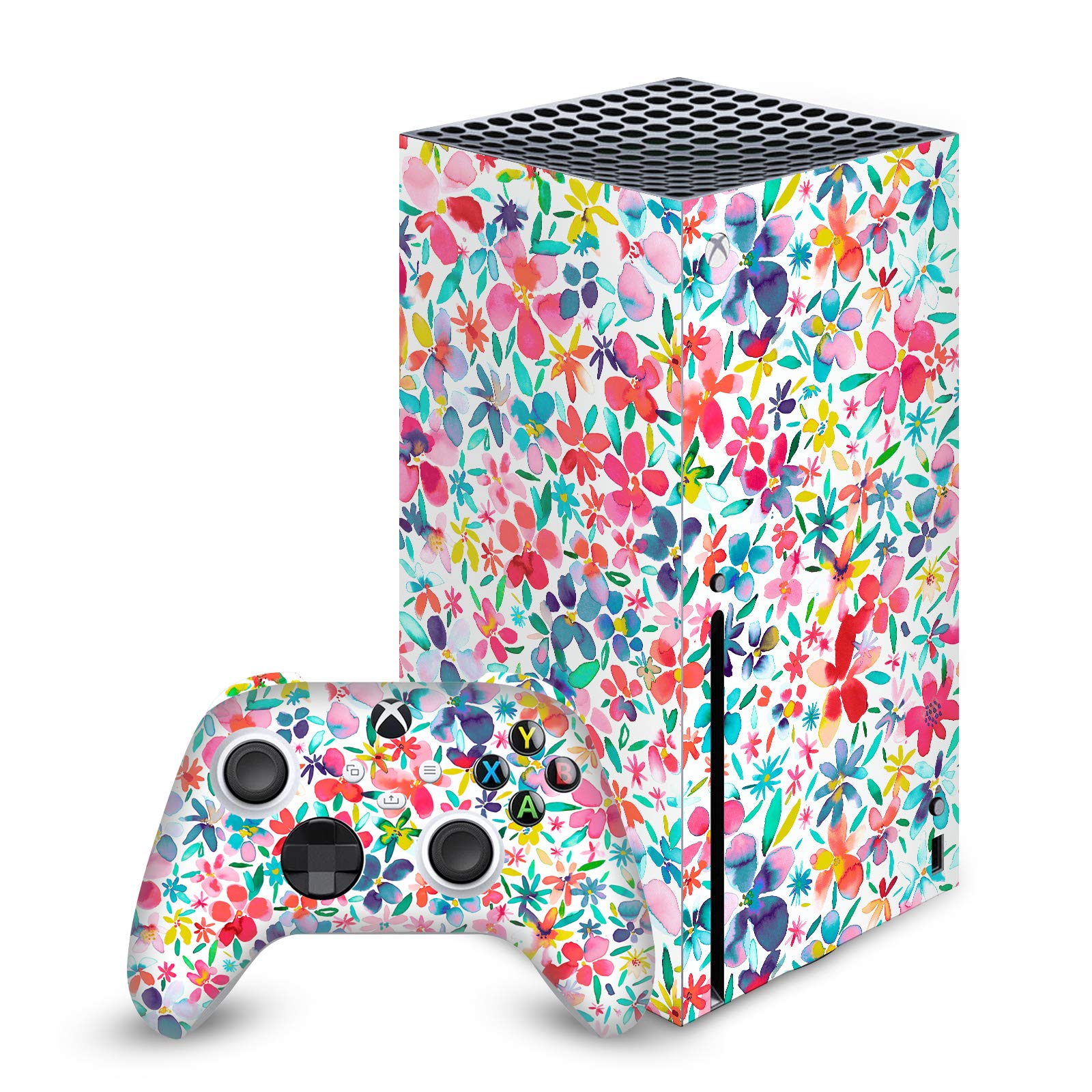 Head Case Designs Officially Licensed Ninola Colorful Petals Spring Art Mix Matte Vinyl Sticker Gaming Skin Case Cover Compatible with Xbox Series X Console and Controller Bundle