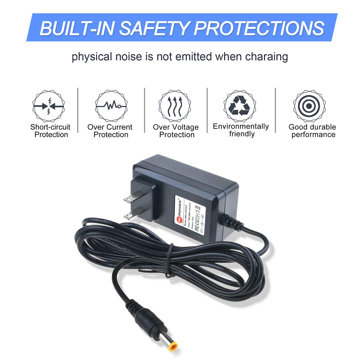 PKPOWER 12V AC Adapter Compatible with Korg PAD KAOSS KP2 KP3 R3 KA203 Dynamic Effects, Power Supply for Digital Piano KORG X50 KA-310 Micro-X 61-Key 88-Key SP170S SP-170S Micro X R3 MR-1000