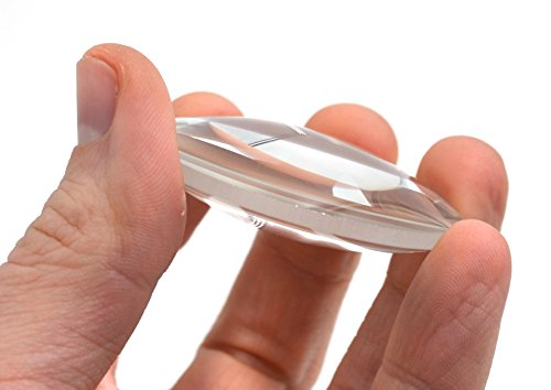 Round Double Convex Optical Glass Lens - 2" (50mm) Diameter - 50mm Focal Length - 15.5mm Thick Approx. - Eisco Labs