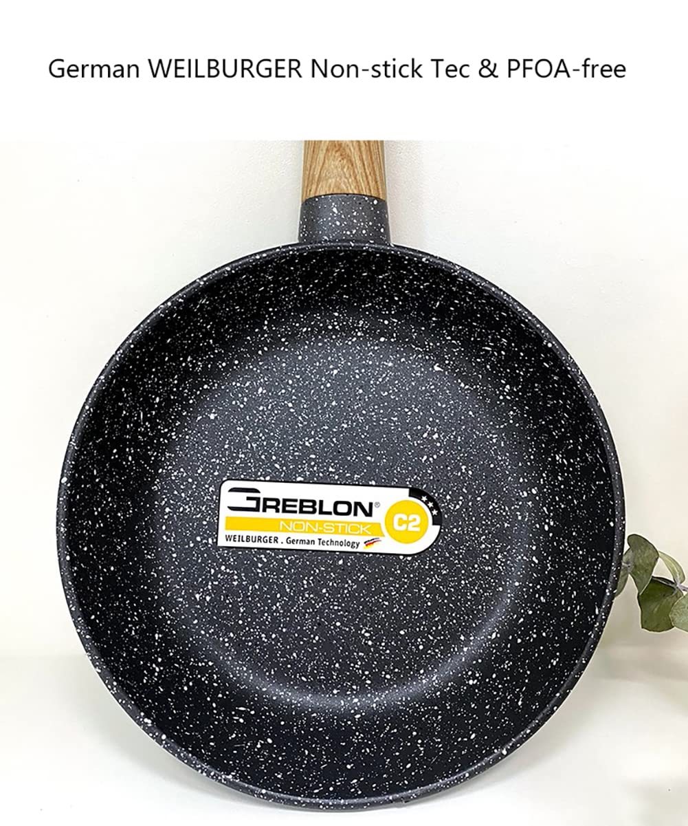 Amercook Spherical Non Stick Wok with Lid, Frying Pan and Pot Set, Small Skillet PFOA Free, 6 Inch