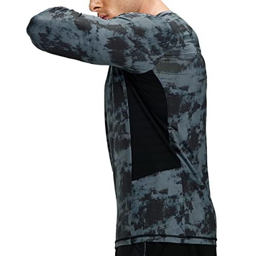 ADOREISM Men's UPF 50+ Sun Protection Long Sleeve Rash Guard Quick-Dry Fishing Hiking Shirts (Black,S)
