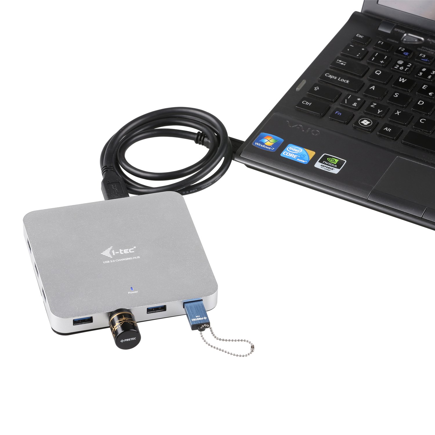 i-tec USB 3.0 10-Port Metal Charging Hub with Power Adapter 10x USB 3.0 Ports for Windows MacOS Linux Android