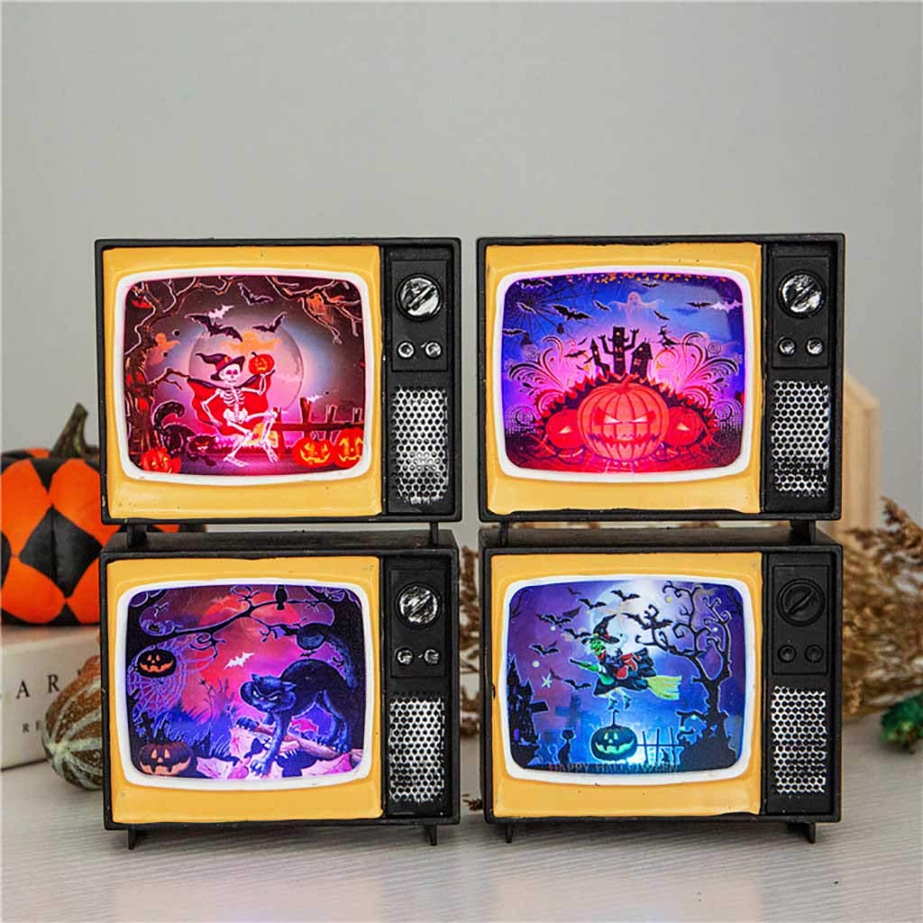 CCOOfhhc Halloween Pumpkin Lights Ornament Television Light Hanging Retro Toy LED Lights for Indoor Outdoor Party Ideas