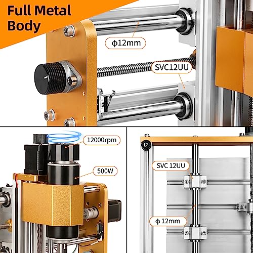 ANNOYTOOLS 500W CNC Router Machine, 3018 Pro MAX CNC Machine,Upgraded 3-Axis All-Metal Milling Machine for Wood Acrylic MDF Nylon Carbon Fiber Carving Cutting