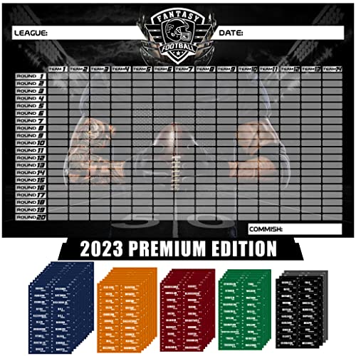 Fantasy Football Draft Board 2023 Kit - 6 Feet x 4 Feet / 5 Feet x 3 Feet Board with 14 Teams 20 Rounds & 650+ Player Sticker Labels (5 Feet x 3 Feet)