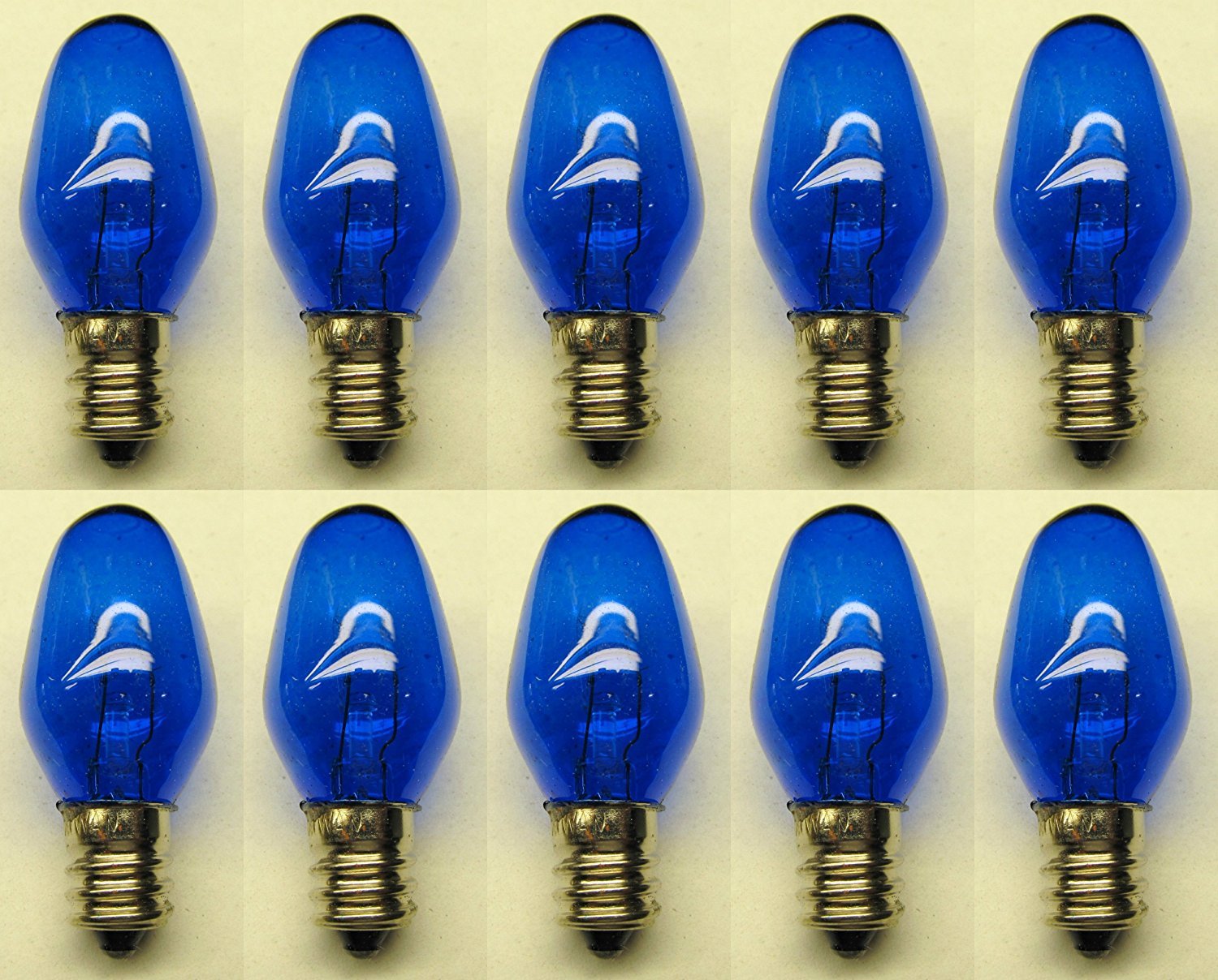 CEC Industries #7C7/TB/130V (Blue) Bulbs, 130 V, 7 W, E12 Base, C-7 shape (Box of 10)