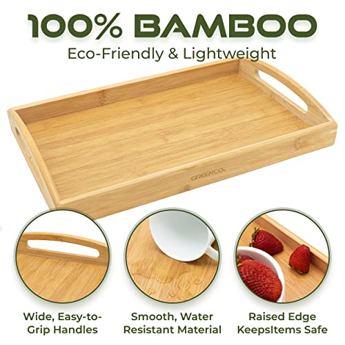 Greenco Bamboo Serving Tray with Handles (Small, Rectangle)