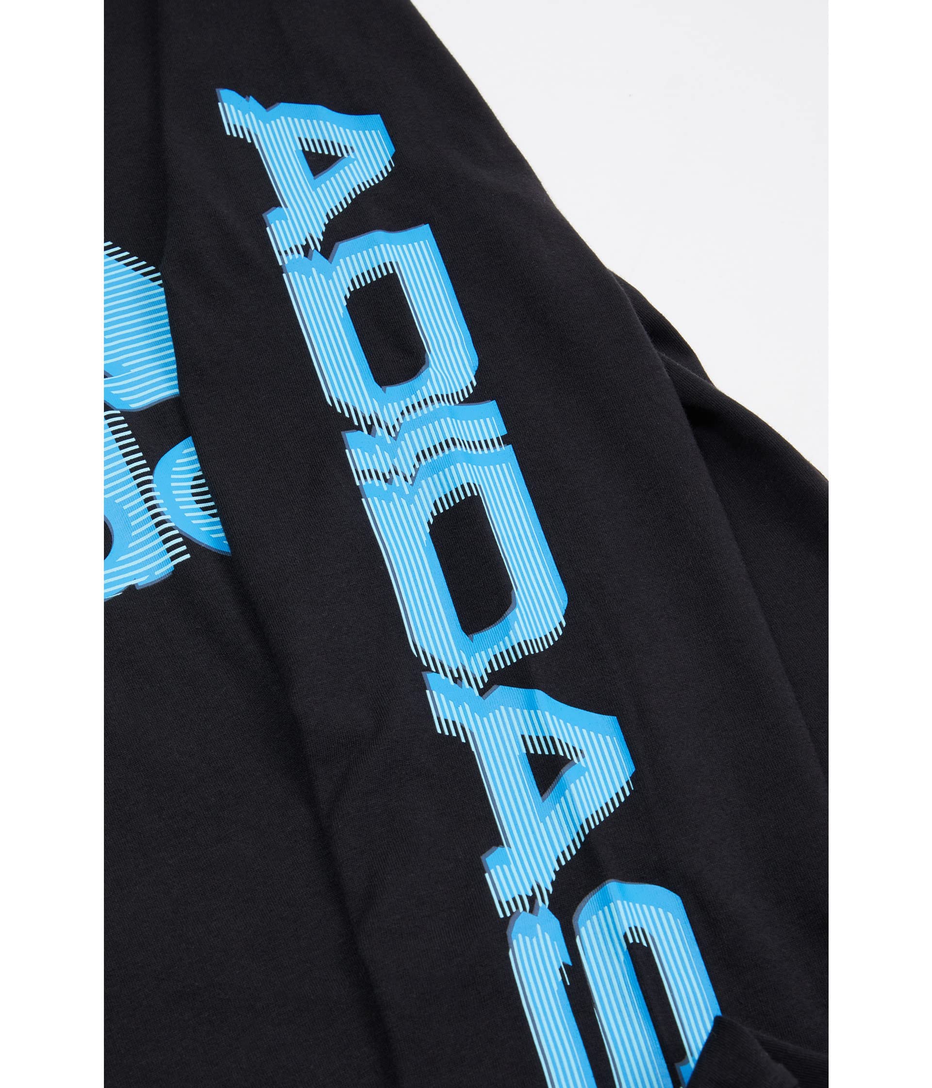 adidas Boys' Long Sleeve Cotton BoS Logo Hooded T-Shirt, Black/Blue, Medium (10/12)