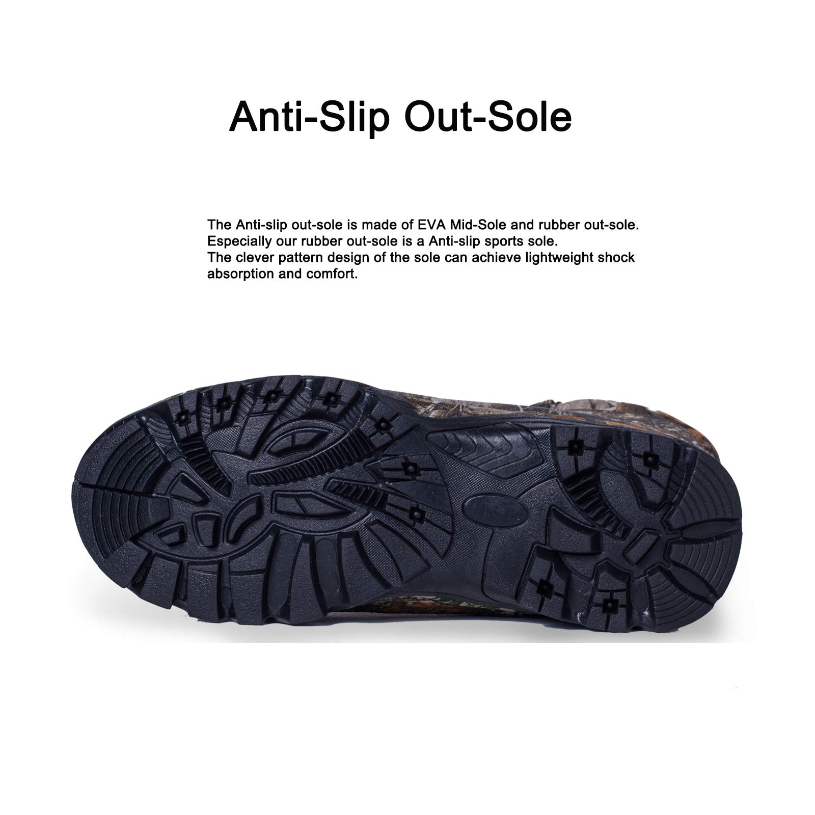 8 Fans Hunting Boots 9 Inch Lightweight Hiking Boots with 800G Thinsulate Insulation with Memory Foam Insole Camo Boots for Men Size 11