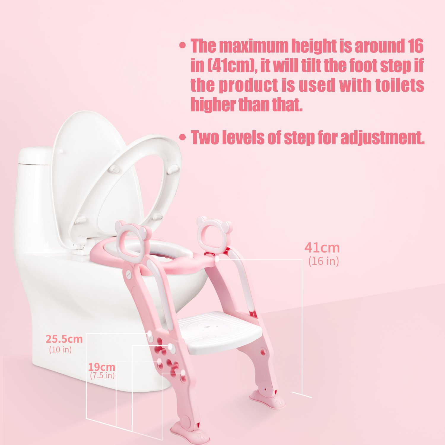 GrowthPic Toddler Toilet Training Seat Ladder with Sturdy Non-Slip Wide Step and Soft Cushion for Girls with Splash Guard(New)