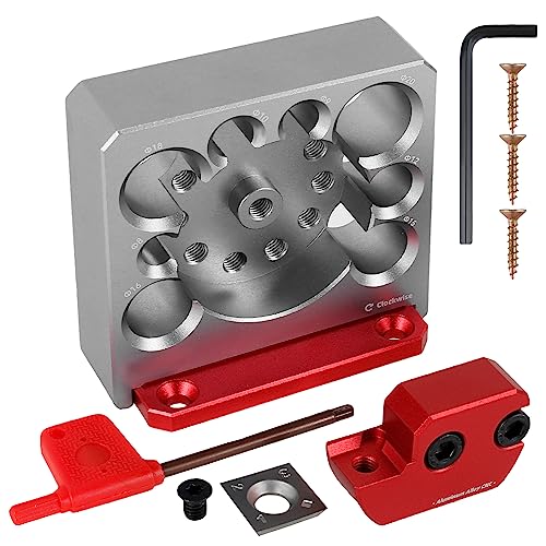 6Pcs Dowel Maker Jig Kit Metric 8mm to 20mm Adjustable Dowel Maker with Carbide Blade Electric Drill Milling Dowel Round Rod Auxiliary Tool for Wooden Rods Sticks Woodworking (Silver Red)