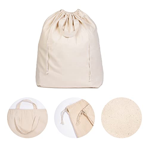 Canvas Laundry Bags Extra Large Heavy Duty - 100% Cotton Laundry Bag with Straps, Handles and Drawstring - College Dorm Laundry Bag in XL Size - Washable, Foldable Laundry Bag or Basket Liner (2 Pack)