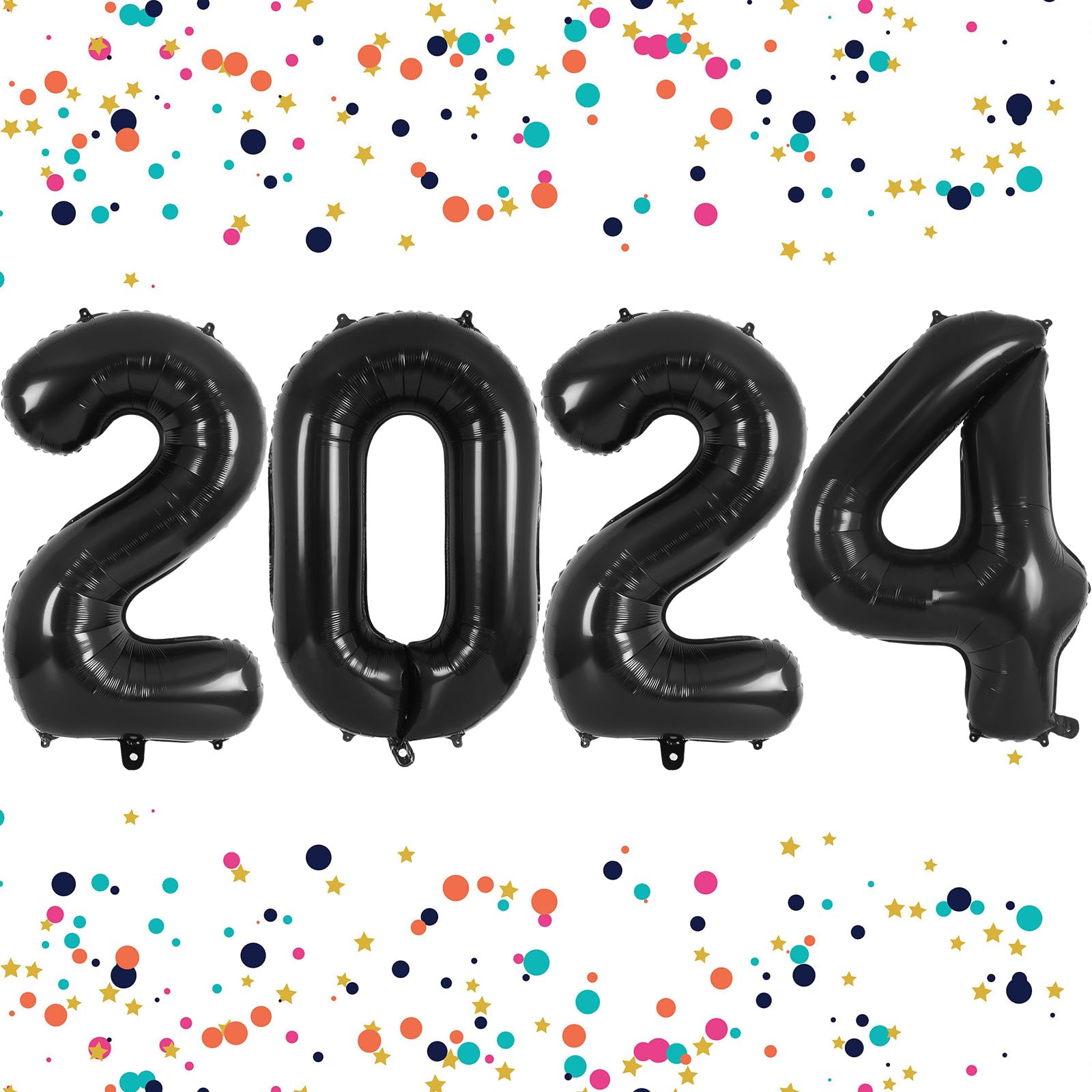 Black 2024 Balloon, 40 Inch Large Foil 2024 Number Balloons, Giant Big Mylar Balloon Numbers for Black Graduation Decorations Class of 2024 Party Supplies
