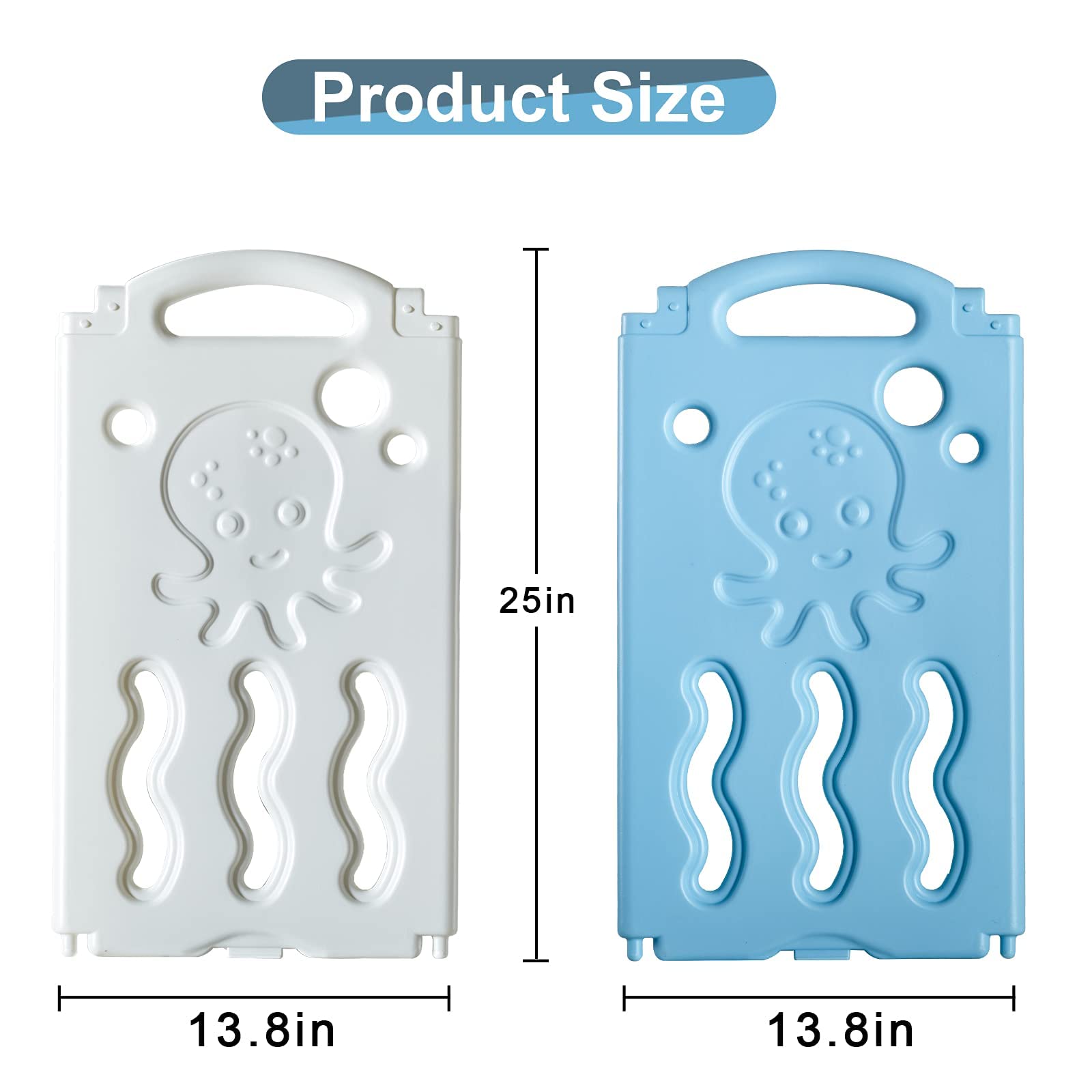 Albott Foldable Baby Playpen Foldable Thicken Kids Safety Play Fence 2-Panel Toddler Play Yard Extension (Sky Blue+White)