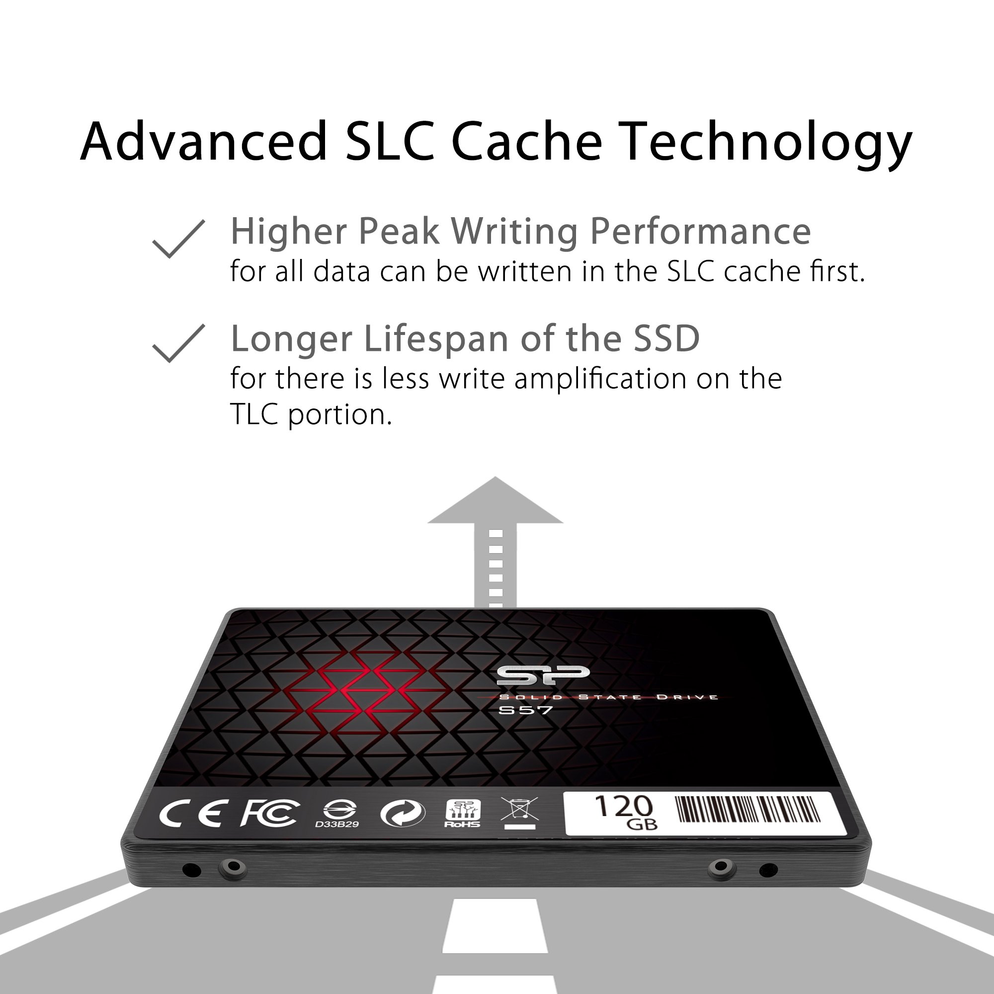 Silicon Power/Marvell Controller 120GB S57 (SLC Cache Performance Boost) SATA III Internal Solid State Drive- Free-download SSD Health Monitor Tool Included (SP120GBSS3S57A25AD)