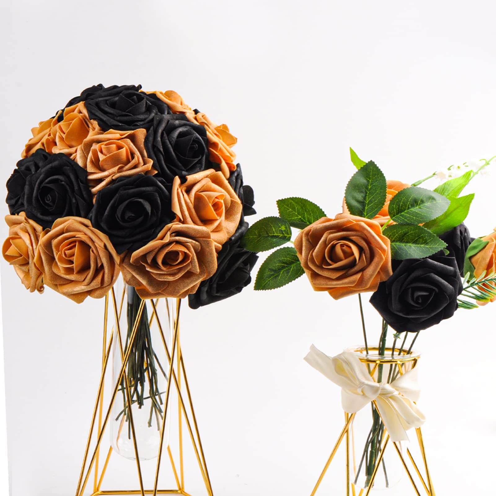 cosybeau Roses Artificial Fake Rose Flowers 50 PCS for Christmas Decorations Bouquets Wedding Centerpieces Arrangements Party Home Decor (Black)