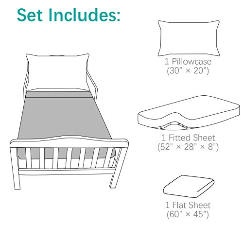 Biloban 3-Piece Toddler Sheet Set for Girl, Toddler Bedding Set Microfiber Includes Crib Mattress Sheet, Flat Sheet and Envelope Pillowcase, Silky Soft, Breathable and Lightweight, Pink