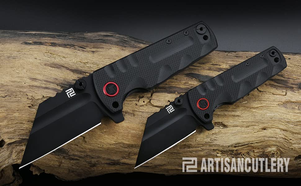 ARTISANCUTLERY Tactical Knife Proponent Subsize (1820PS) D2 Steel Black PVD Blade Black G10 Handle Pocket Knife Folding Knife EDC Knife