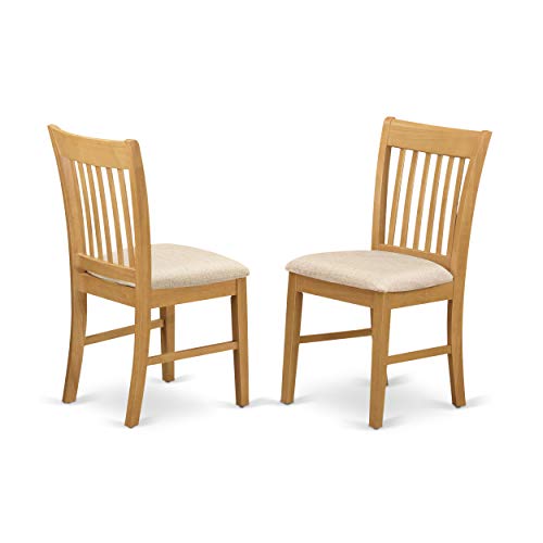East West Furniture Oxford 3 Piece Kitchen Table & Chairs Set Contains a Square Room Table and 2 Linen Fabric Upholstered Dining Chairs, 36x36 Inch, Oak
