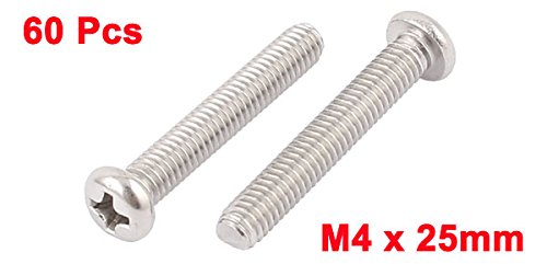 Uxcell a15070200ux0038 M4 x 25mm 304 Stainless Steel Phillips Round Head Screws Bolt (Pack of 60)