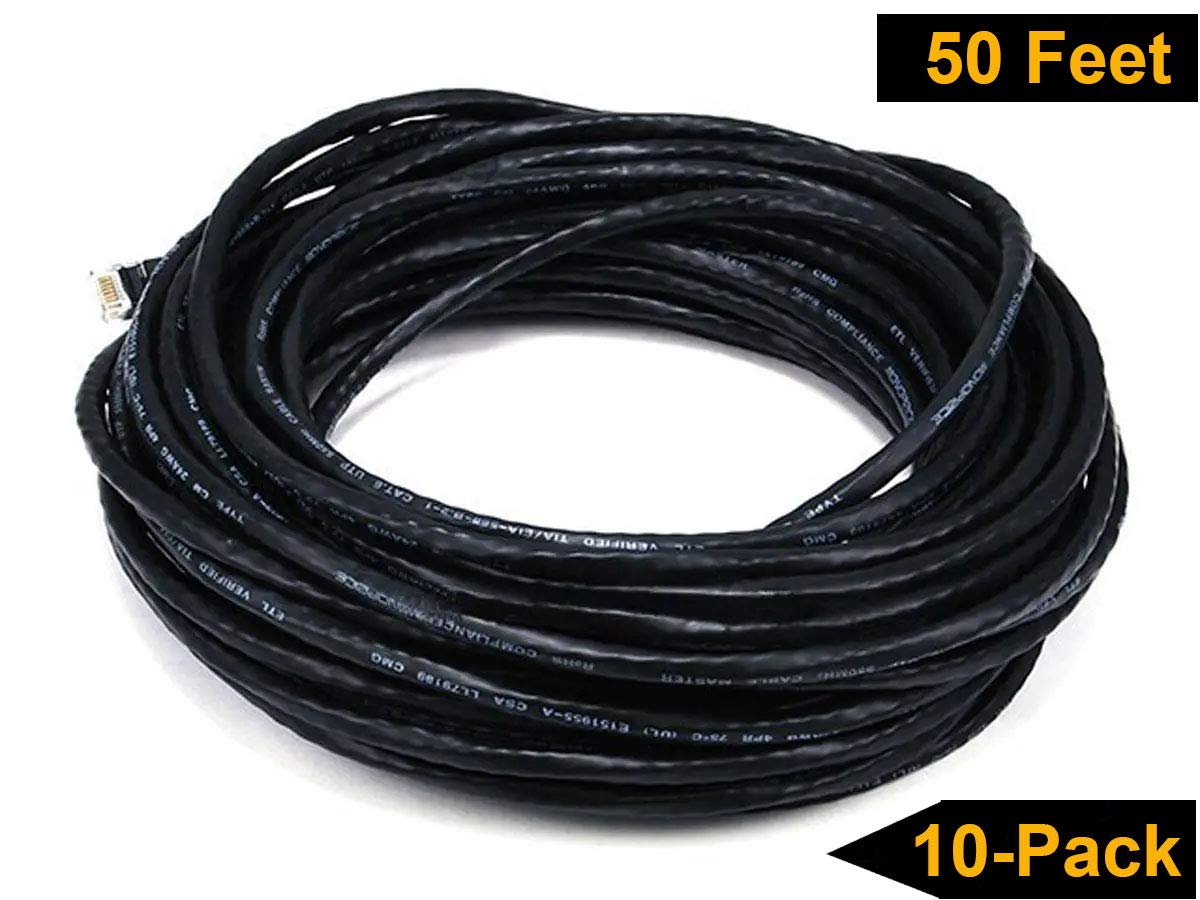 iMBAPrice 15' Cat5e Network Ethernet Patch Cable, 10 Pack, Black (IMBA-CAT5-15BK-10PK)