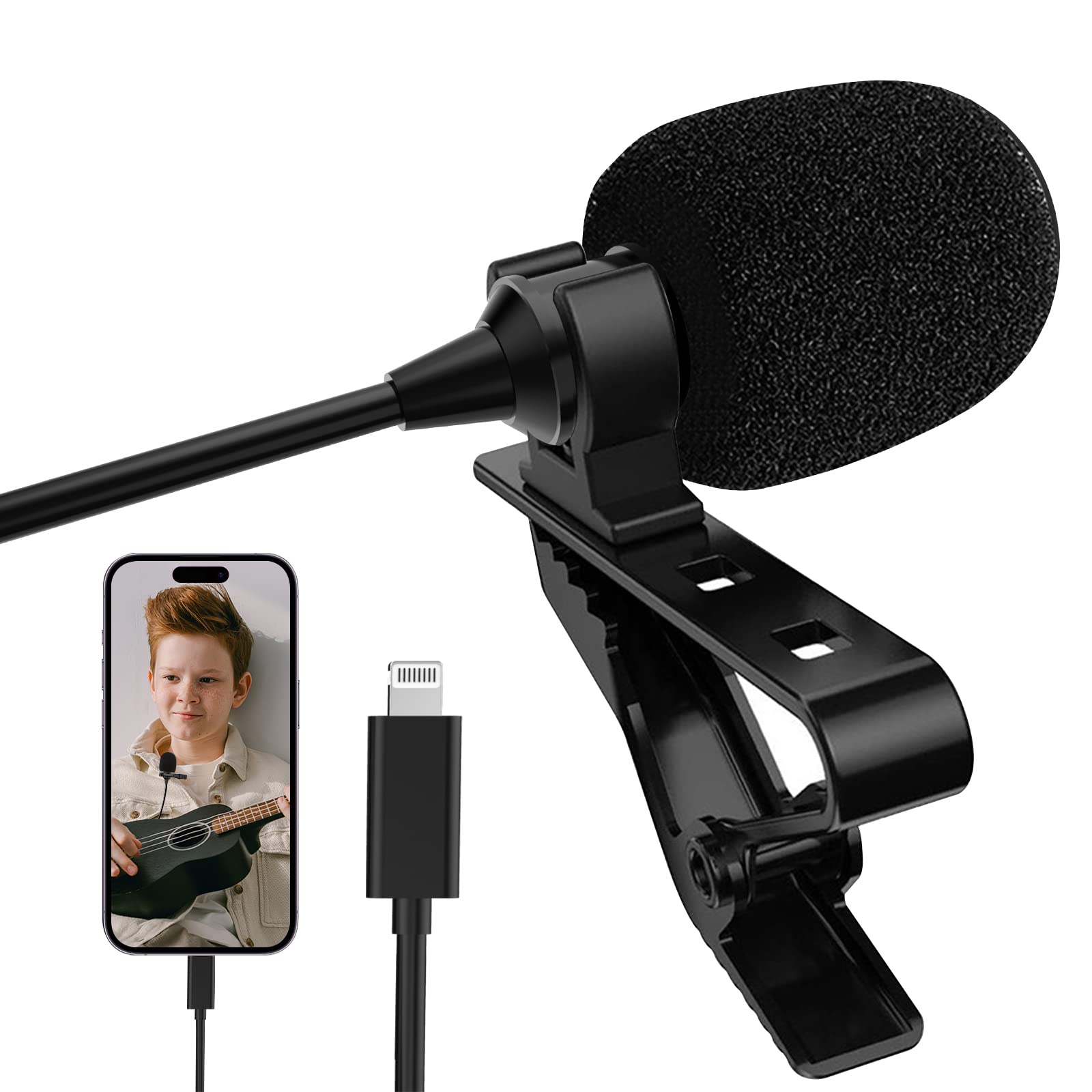 ALTSON Professional Lavalier Microphone for iPhone/Video Conference/Podcast/Voice Dictation/YouTube Grade Omnidirectional Phone Audio Video Recording Condenser Microphone (6.4FT)