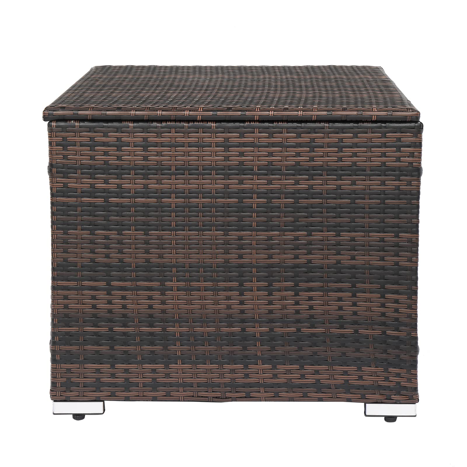 Henf 67 Gallon Outdoor Wicker Storage Box Patio Rattan Square Storage Deck Box, All Weather Patio Furniture Storage Organizer for Storing Tools, Accessories and Toys (Brown)