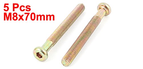 uxcell M8 x 70mm Threaded 1.25mm Pitch Hex Socket Head Cap Screws Bolts 5 Pcs