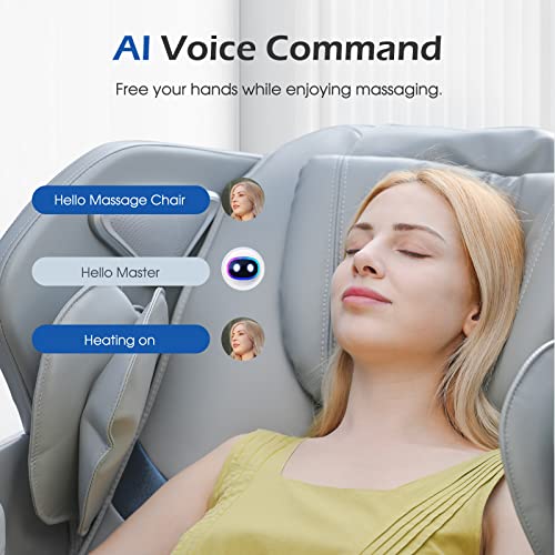 BOSSCARE Massage Chair SL Track Massage Chair Recliner, Zero Gravity Full Body Airbag Massage Chair with Body Scan Bluetooth Heat AI Control Foot Roller Handrail Shortcut Key, R8686 Gary