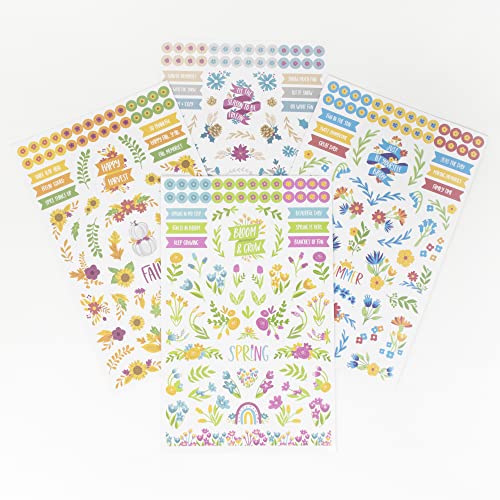 bloom daily planners Decorative Floral Planner Sticker Sheets - Variety Sticker Pack for Decorating, Planning, Scrapbooking, etc.
