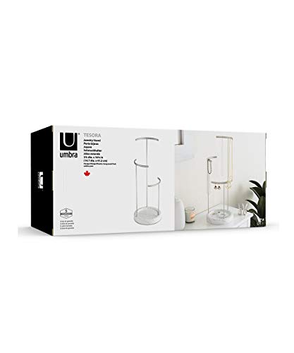 Umbra 299471-491 Tesora 3-Tier Jewelry Stand, Earring Holder, Accessory Organizer and Display, White/Nickel