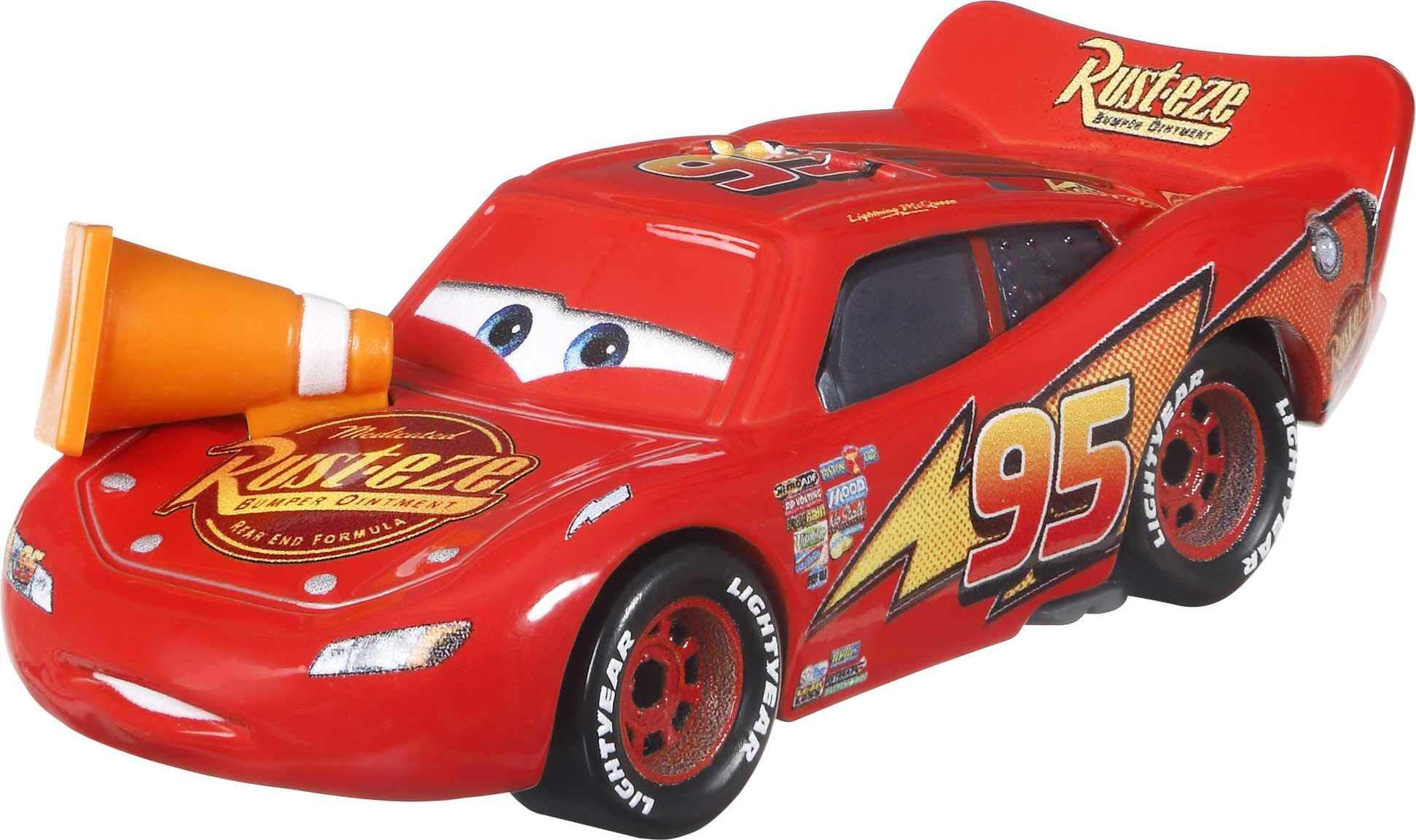 Disney Car Toys Lightning McQueen with Cone, Miniature, Collectible Racecar Automobile Toys Based on Cars Movies, for Kids Age 3 and Older, Multicolor