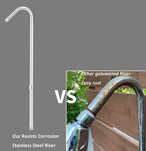 Artiwell Outdoor Shower Fixture System,with Rustproof Riser and Riser Extension, Double Handle Utility Shower Faucet with Showerhead and Soap Dish, Polished Chrome