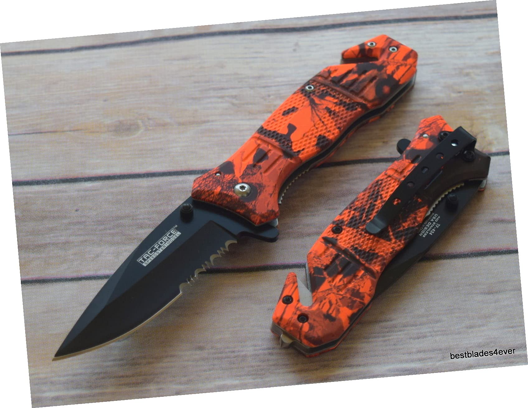8 Inch Overall Tactical Rescue Stainless Steel Open Folding Pocket Knife With Clip Outdoor Survival Hunting Knife for Camping by Survival Steel
