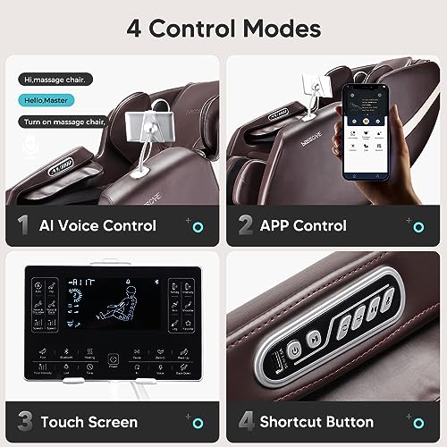 BOSSCARE Zero Gravity Massage Chair, Voice Control Full Body Airbag Massage Recliner with Back Heating, Electric Extendable Footrest, Foot Roller, Bluetooth Speaker, Touch Screen for Family & Friends