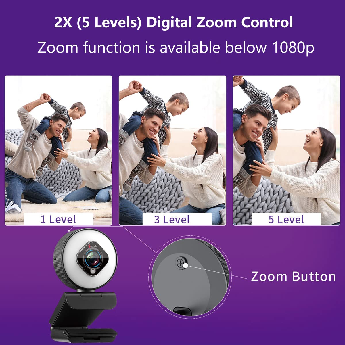 Angetube Streaming Webcam 1080P with Ring Light - HD Web Camera with Digital Zoom Autofocus for Computer PC Laptop Mac 962 USB Web Cam for Gaming Xbox Google Meet