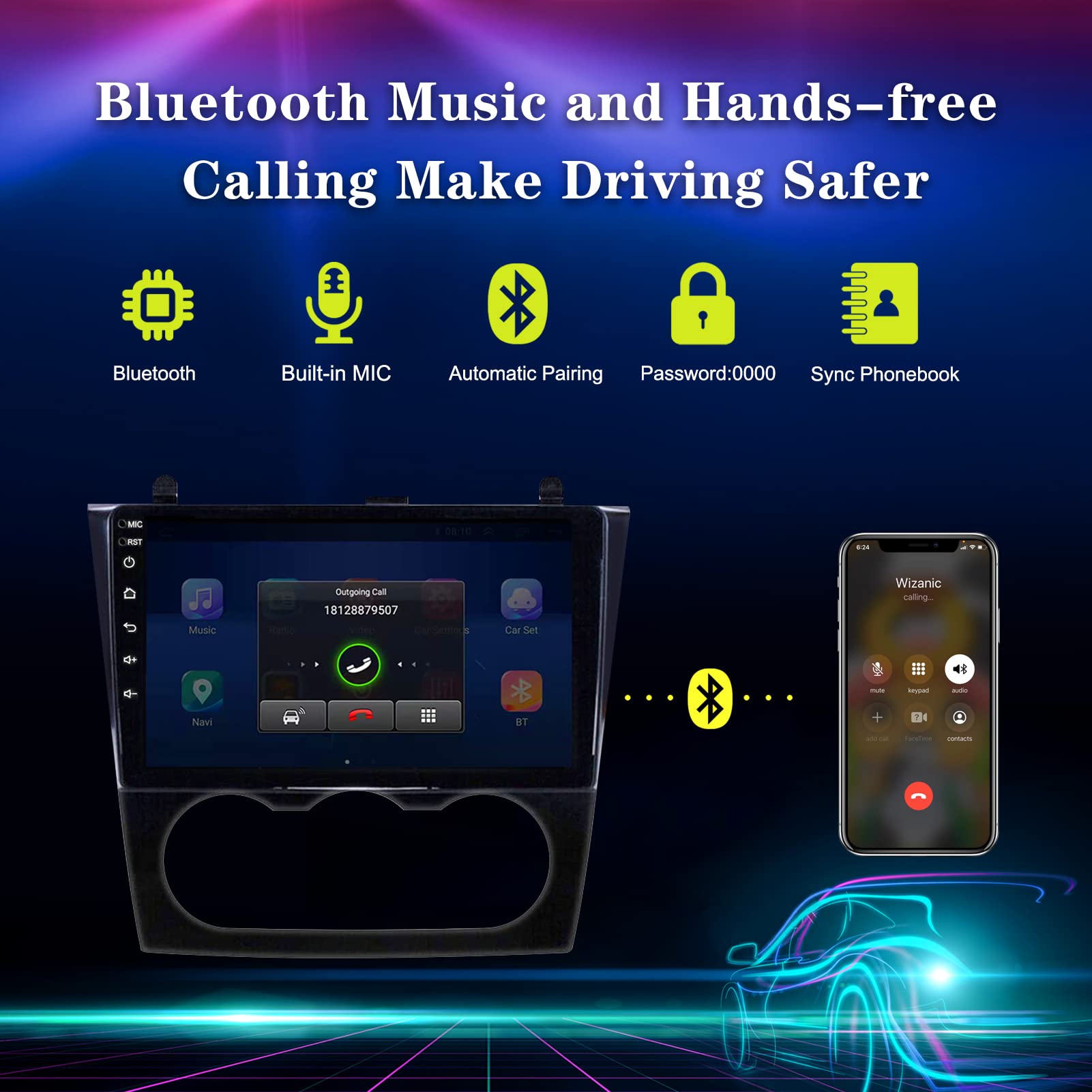 Wizanic 9 Inch HD Touchscreen Android 12 Car Stereo for Nissan Teana Altima 2008-2012 Manual A/C Car Radio Apply CarPlay with GPS Navigation Bluetooth Wi-Fi FM USB