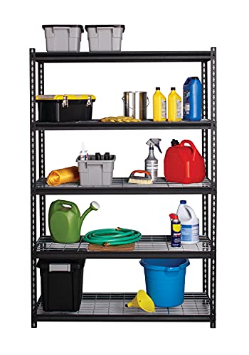 Iron Horse 2300 Deck Wire Shelving Unit, 5 Shelf, 18" x 48" x 72", Black, Black & Zinc